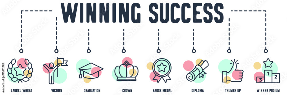 Winning Success web icon. laurel wheat, victory, graduation, crown ...