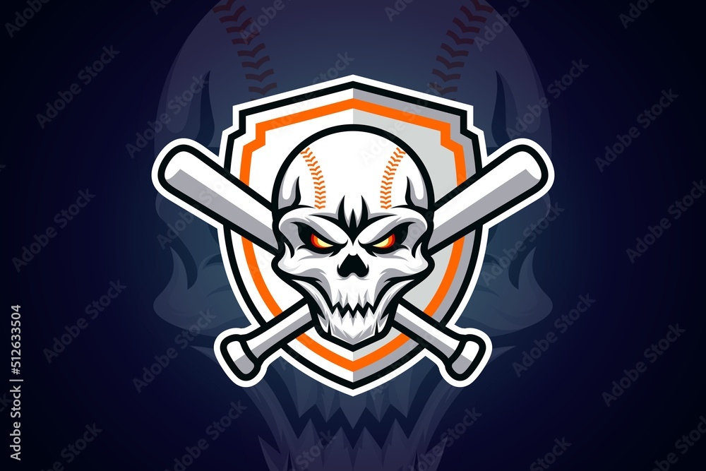 Skull Baseball esport and sport mascot logo design with modern ...