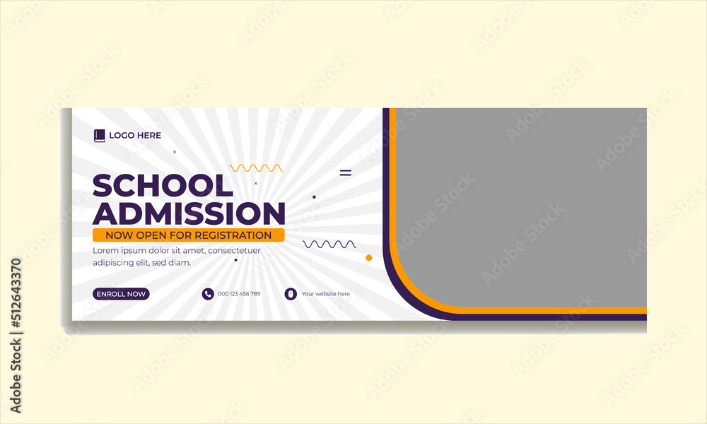 School Ads Web Banner Design Cover Photo Template Admission Open Social ...