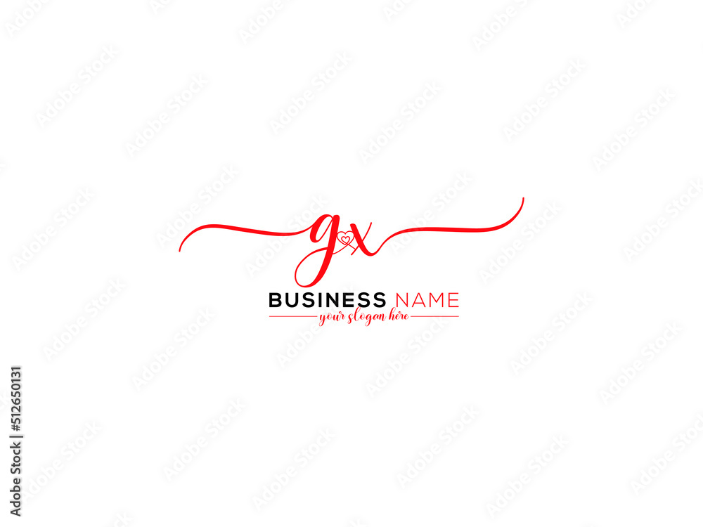 Monogram GX Logo Letter, Signature Gx xg Love Heart Logo Icon Design ...