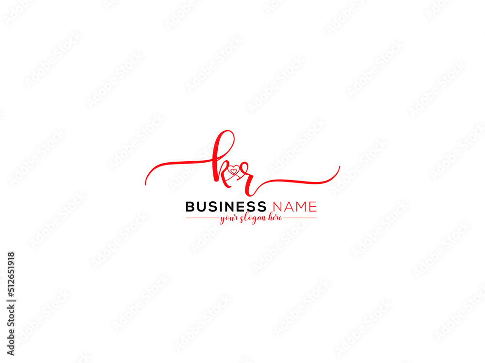 Unique KR Love Logo, Letter Kr rk Signature Letter Logo Icon Vector For ...