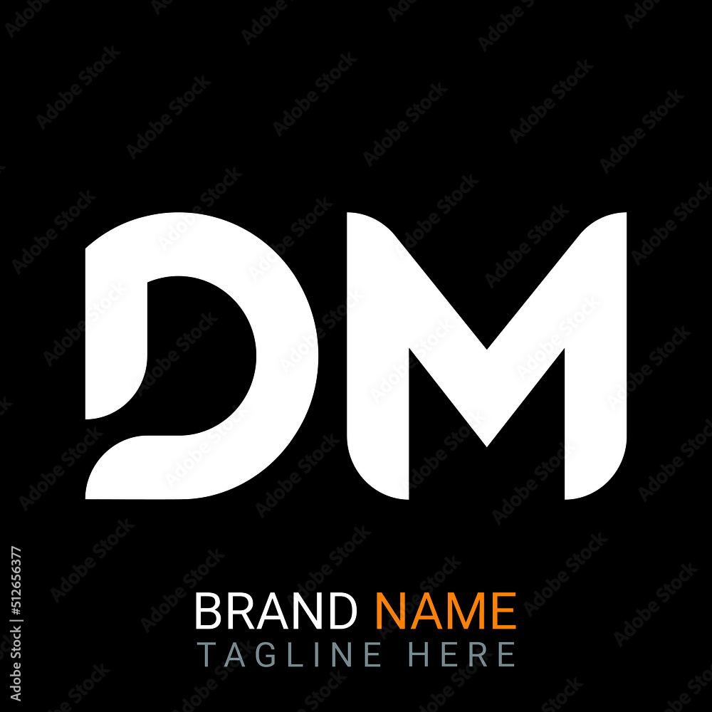 Dm Letter Logo design. black background. Stock Vector | Adobe Stock