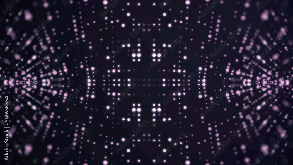 Moving Particle animation background. Flowing light dots on purple ...
