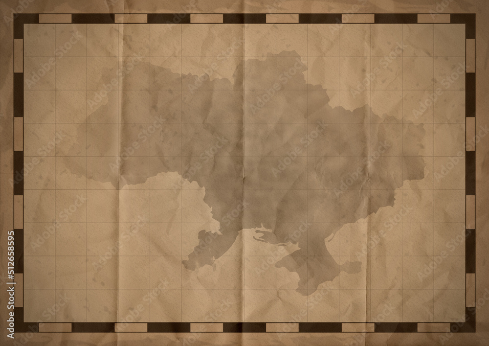 Old vintage map background. Vintage Ukraine map stylization. Folded ...