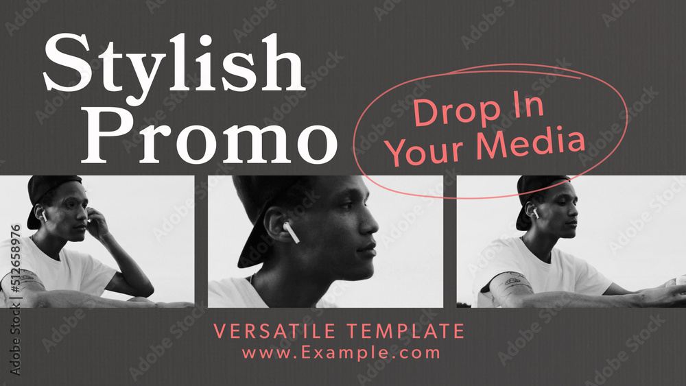 Stylish Promo Titles with Media Replacements Stock Template | Adobe Stock