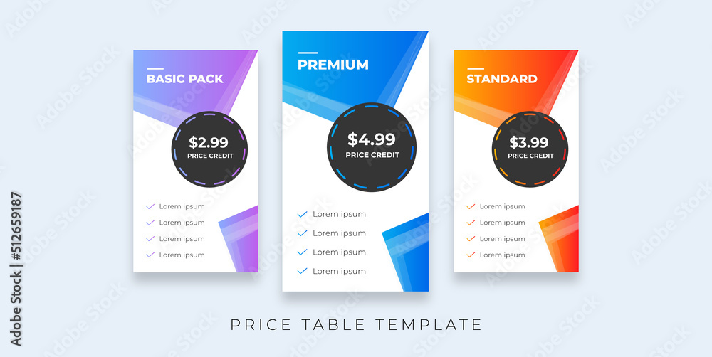 price table modern design price list subscription plans of Ui web ...