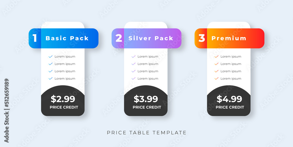 price table modern design price list subscription plans of Ui web ...