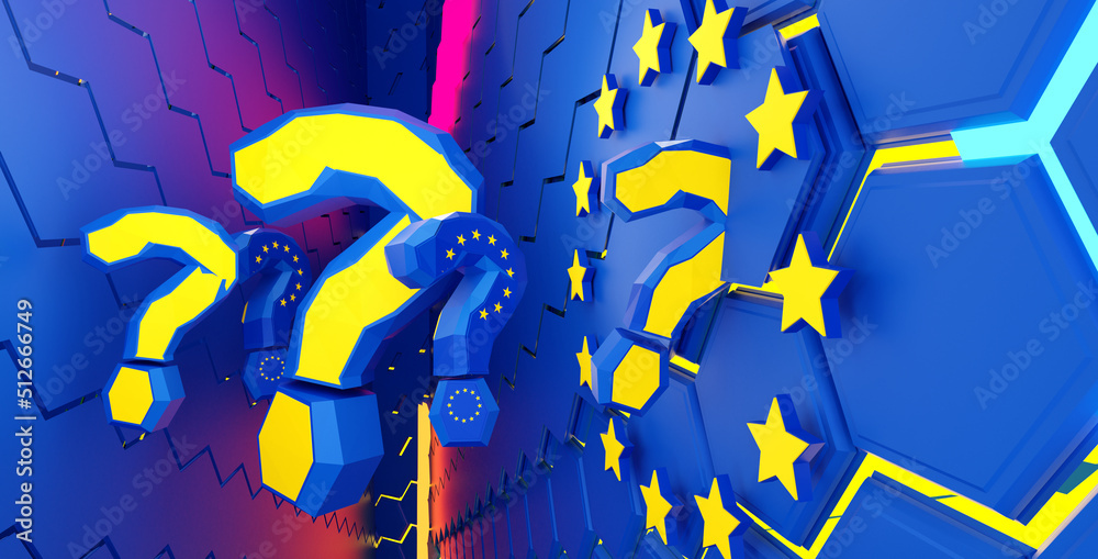 question marks and hexagonal creative background in colors of the flag ...