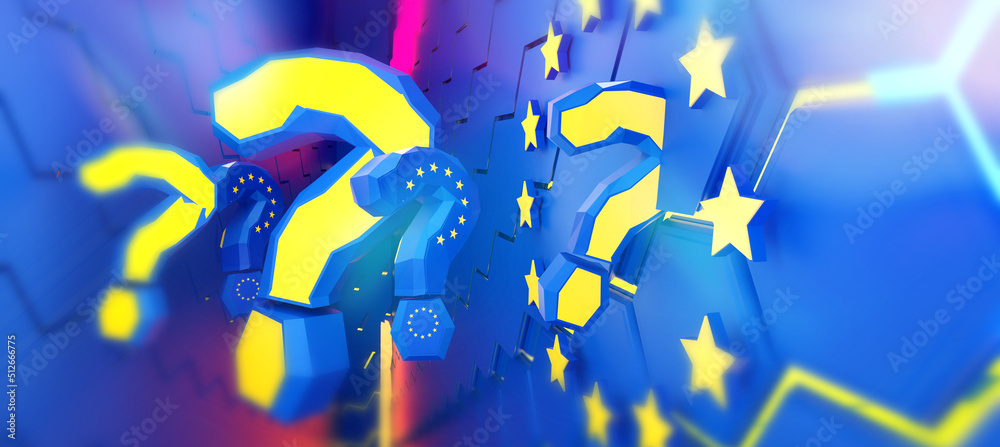 question marks and hexagonal creative background in colors of the flag ...