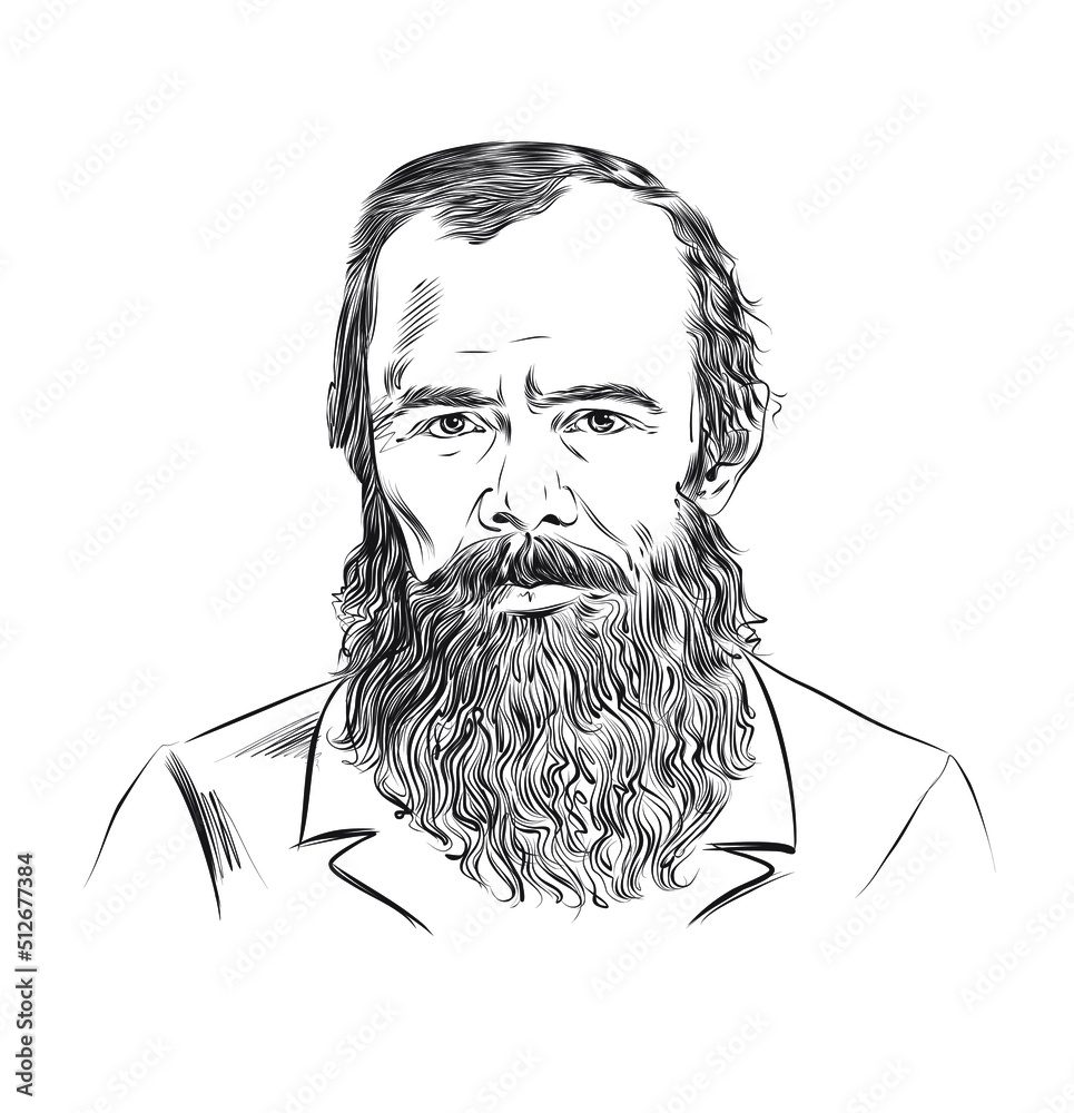 Vector illustration of the Russian writer Fyodor Dostoevsky in ...