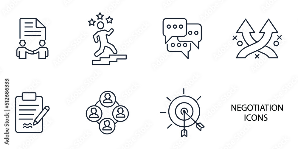 negotiation deal agreement icons set . negotiation deal agreement pack ...