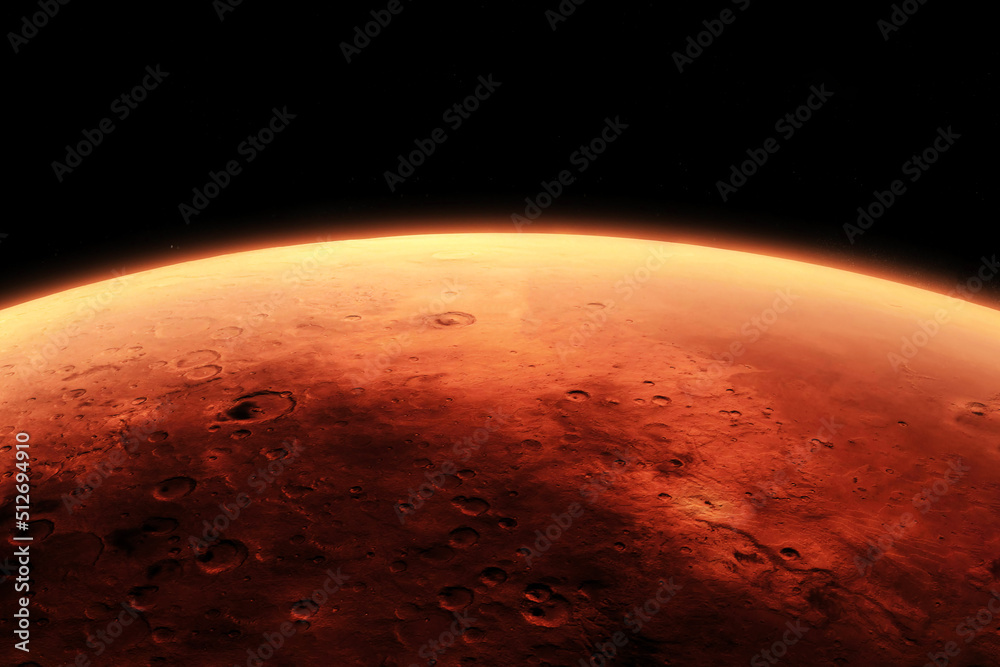 Planet Mars, red planet, on a dark background. Elements of this image ...