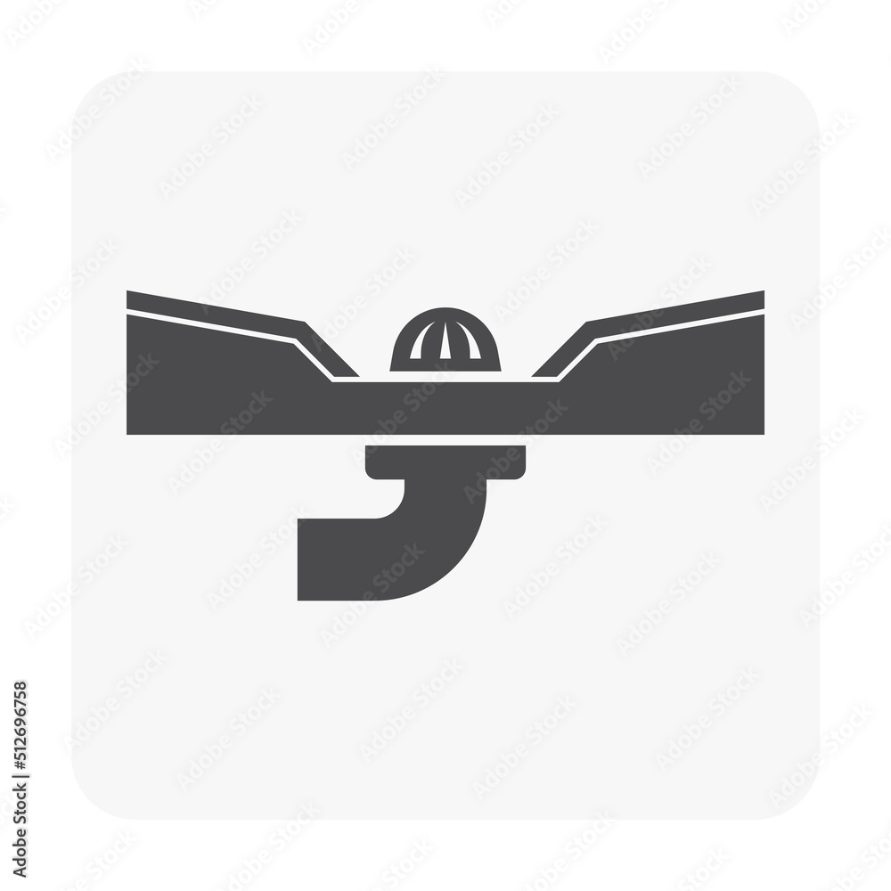 drain, deck, roof, drainage, icon, vector, gutter, system, flat, build ...
