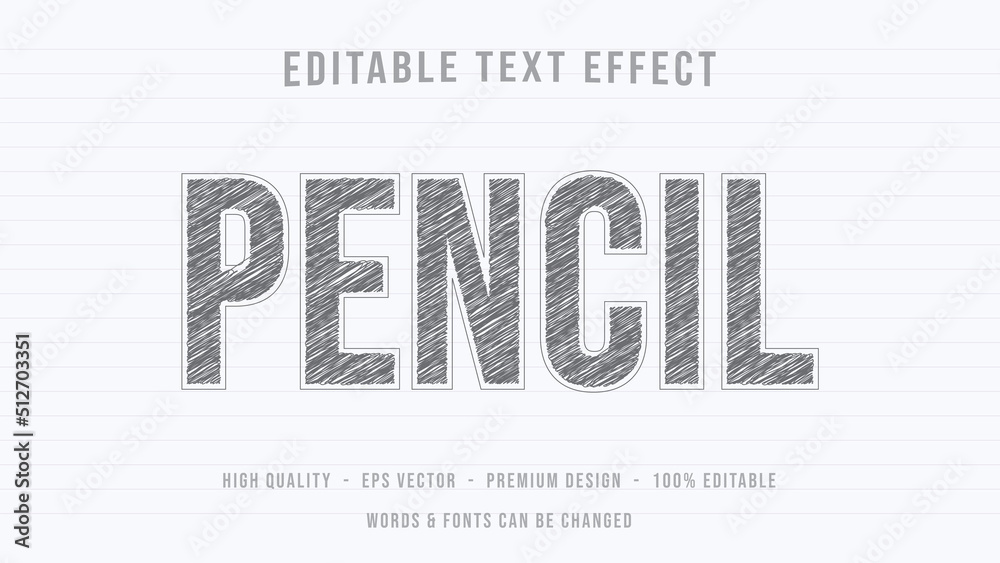 Pencil sketch text effect, Editable text effect, Editable text style ...
