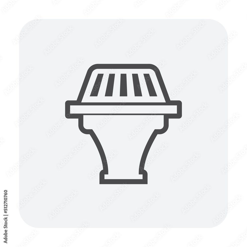 Commercial roof drain vector icon consist of cover dome strainer or ...