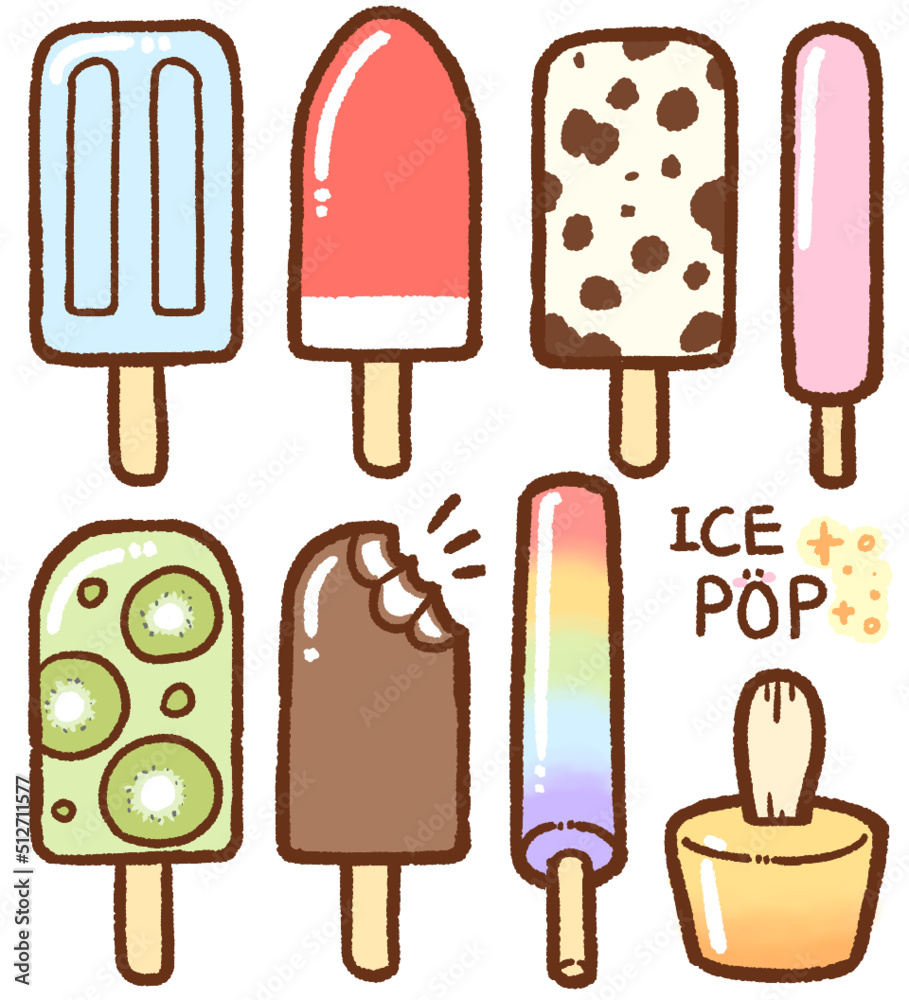 popsicle cartoon drawing set Stock Vector | Adobe Stock