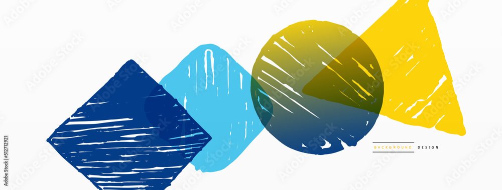 Abstract background. Hand drawn geometric shape - square, circle and ...