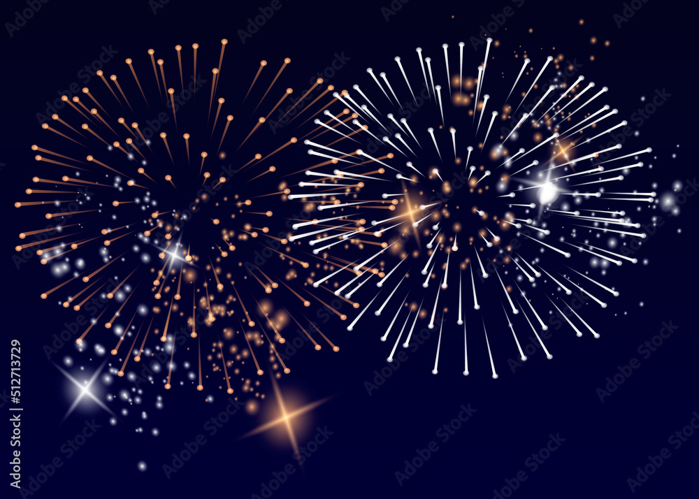 Pyrotechnics and fireworks set with animation on black background ...