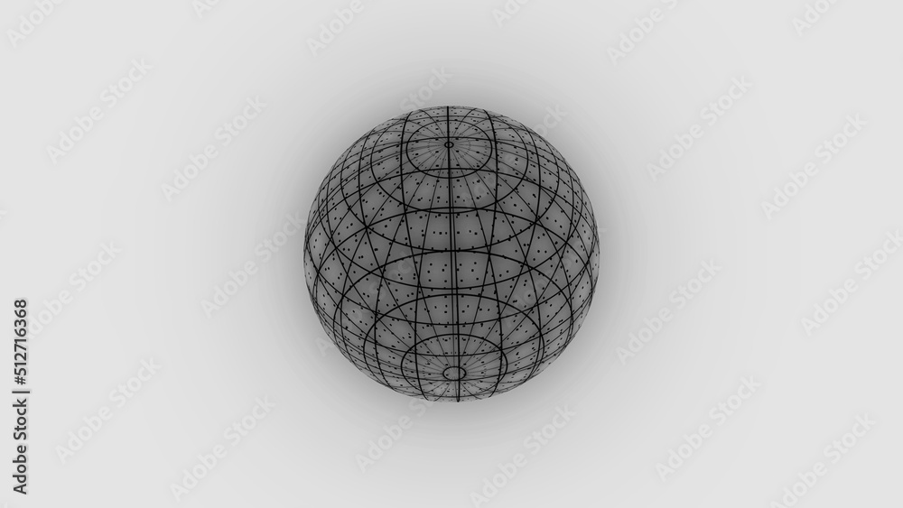 3d Sphere wireframe model rotating in the blank background. Sphere ...