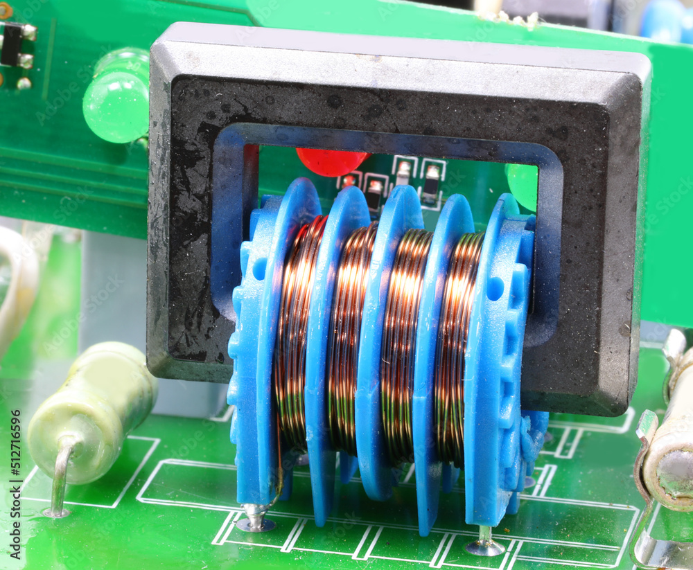 transformer with wound copper wires for managing the integrated circuit ...