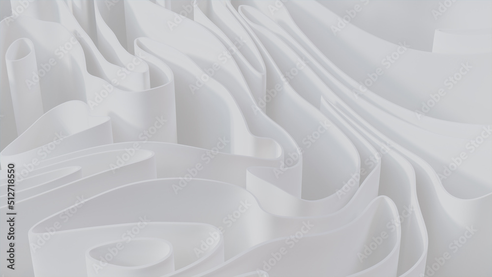 White 3D Waves arranged to create a Light abstract background. 3D ...