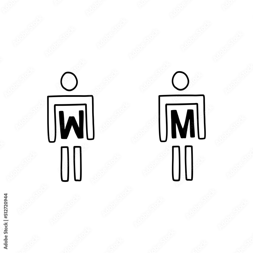Toilet sign drawing line on white background, vector illustration in ...