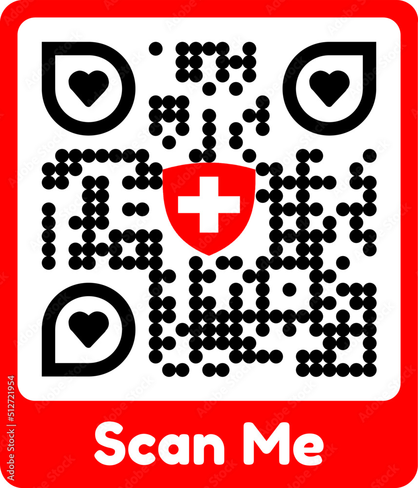 Illustration of QR Code of website www.ch.ch of Swiss government with ...