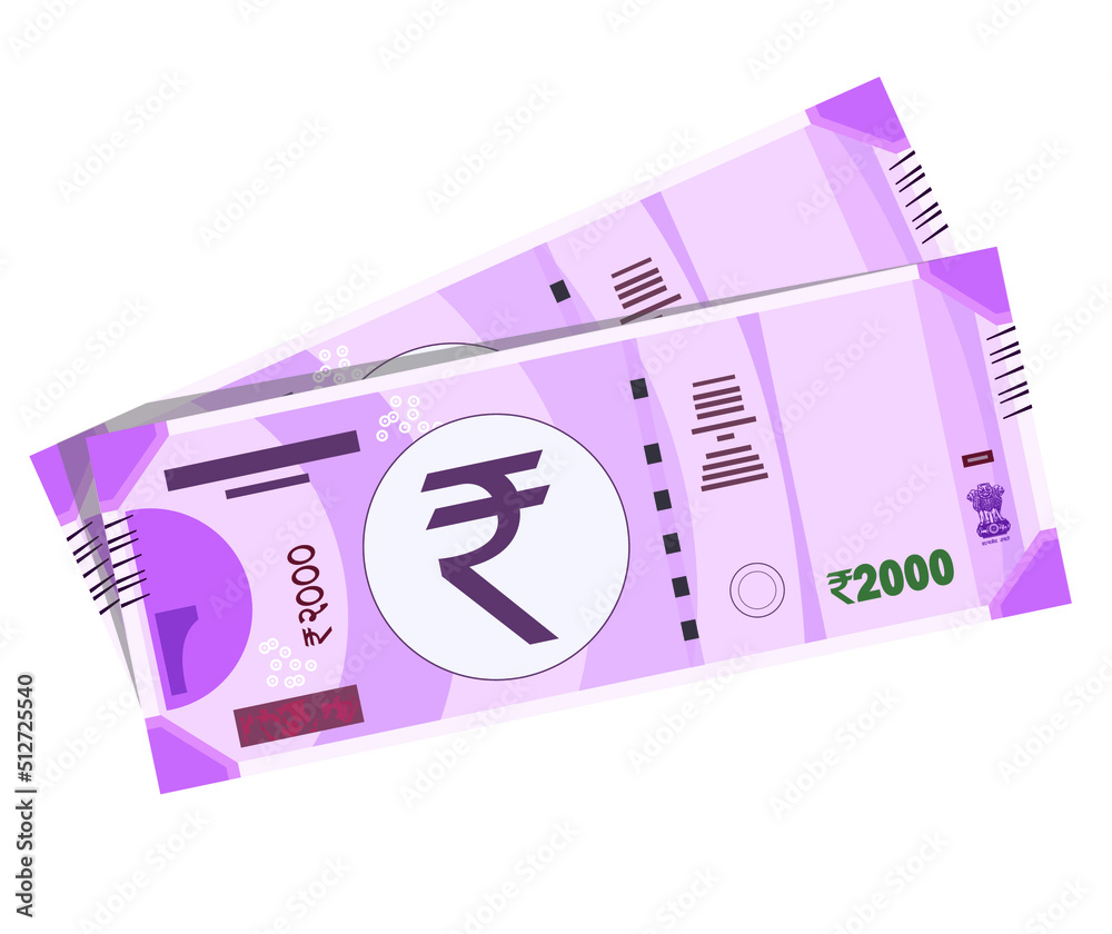 Indian Currency of 2000 rupee, flat vector illustration. Stock Vector ...