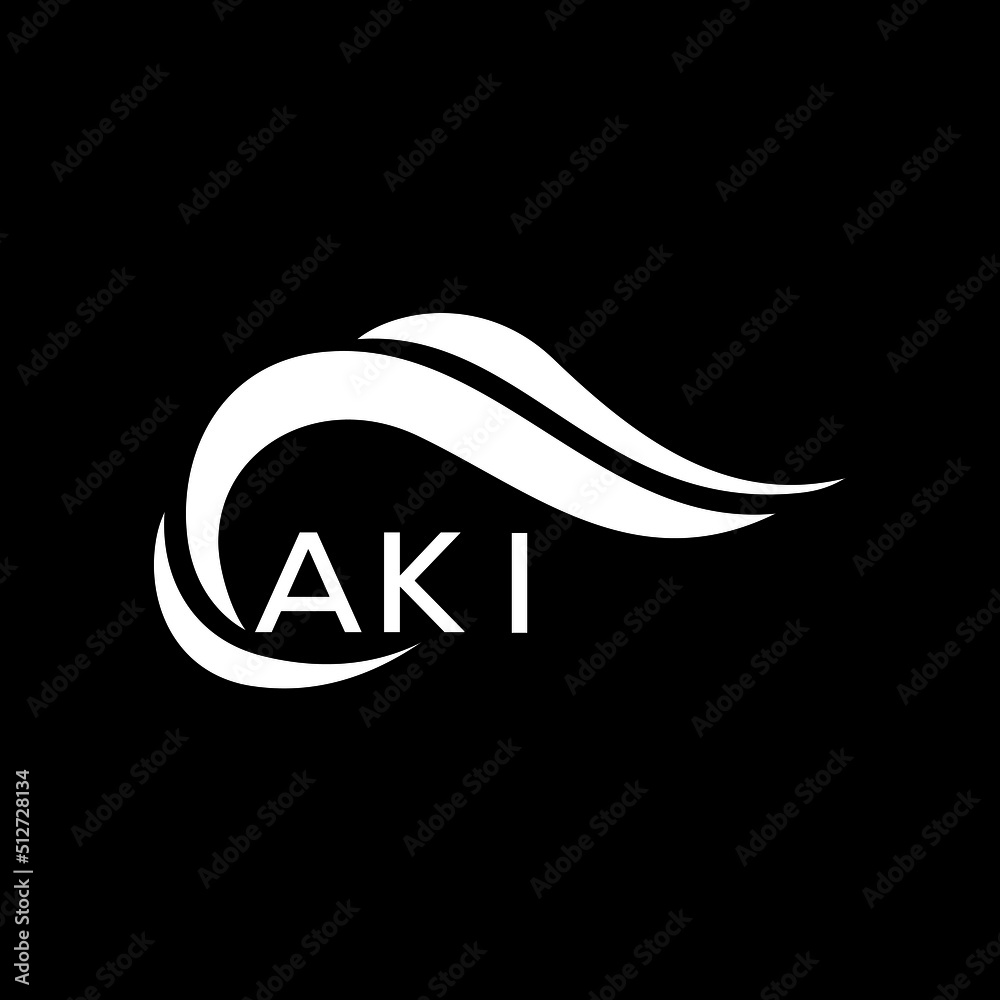 AKI letter logo. AKI best black background vector image. AKI Monogram ...