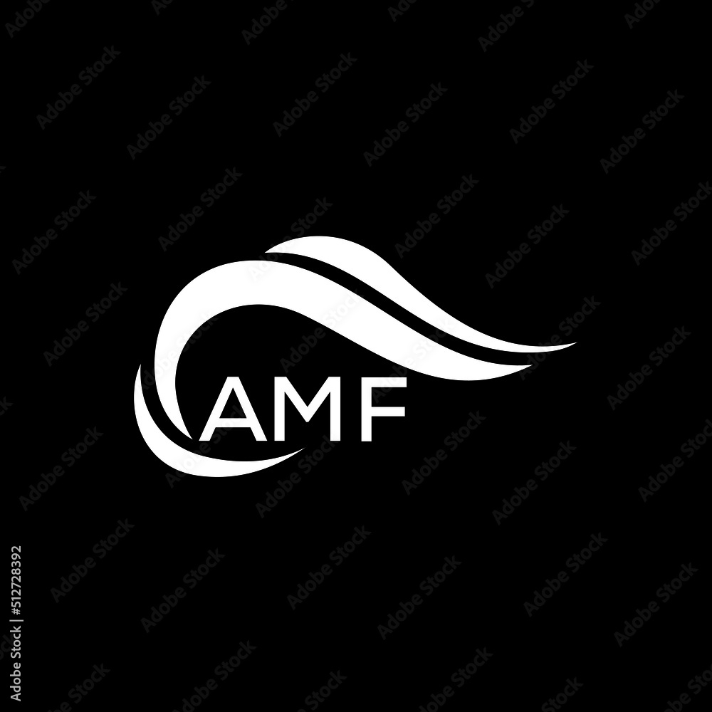 AMF letter logo. AMF best black background vector image. AMF Monogram ...