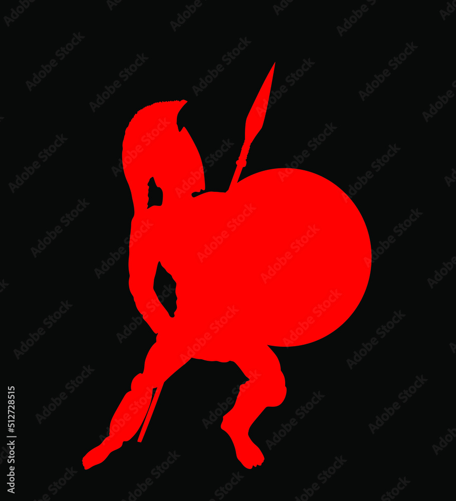 Greek hero ancient soldier Leonidas with spear and shield in battle ...