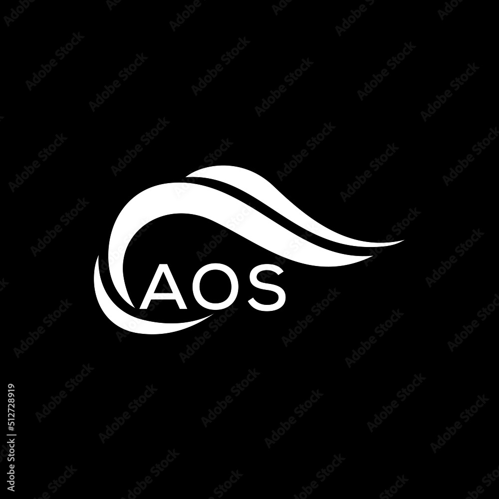 AOS letter logo. AOS best black background vector image. AOS Monogram ...