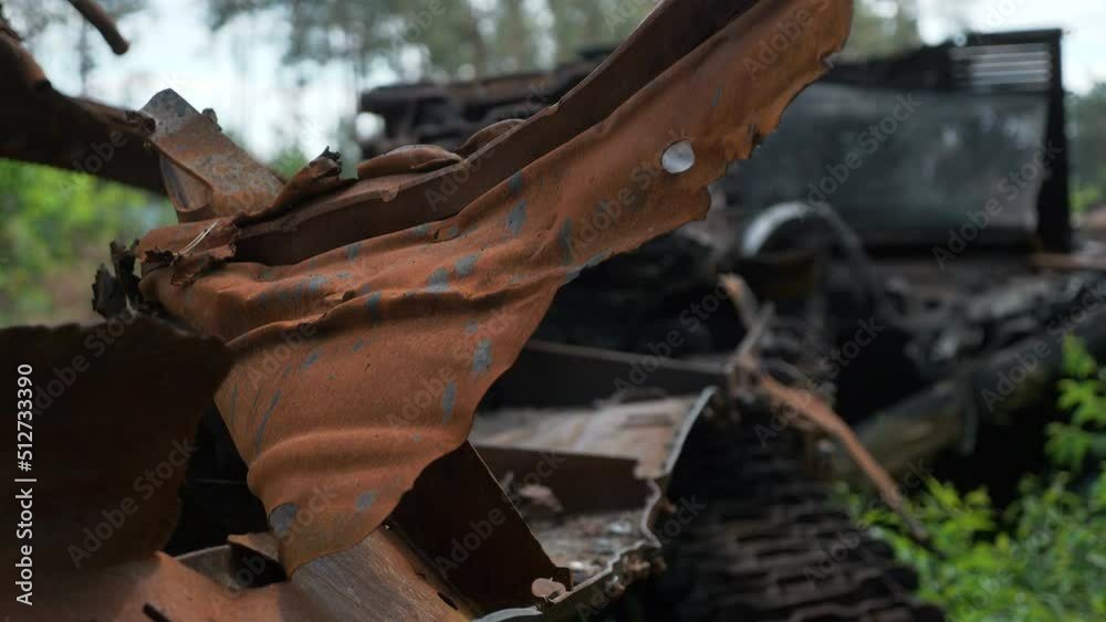 Remains of Destroyed Russian Military Combat Vehicles Damaged Tanks ...