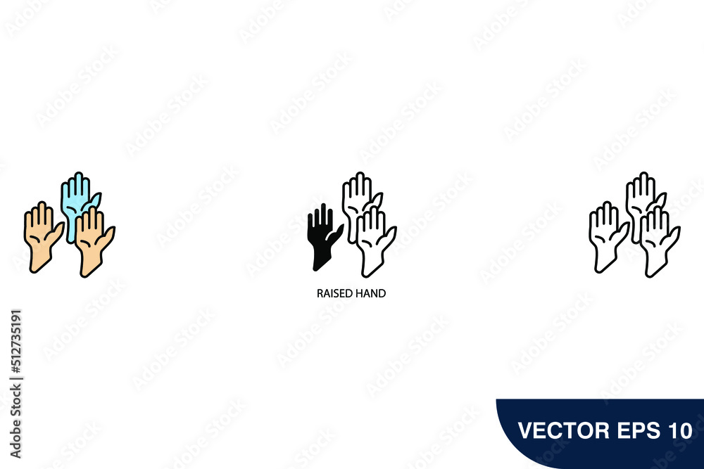 raised hand icons symbol vector elements for infographic web Stock ...