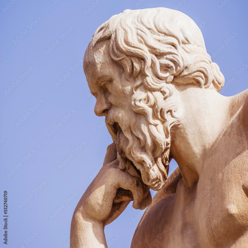 Socrates' marble statue, the famous ancient Greek philosopher, in a ...
