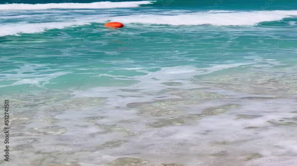 Buoy in the sea. Sea beach backgrounds. Safe swimming. Bathing in the ...