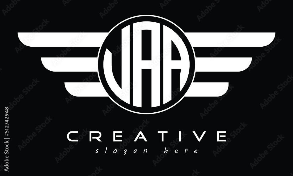 VAA three letter circle with wings logo design vector template ...