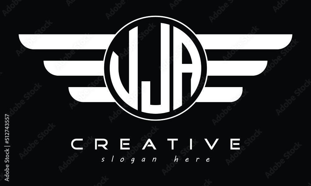 VJA three letter circle with wings logo design vector template ...