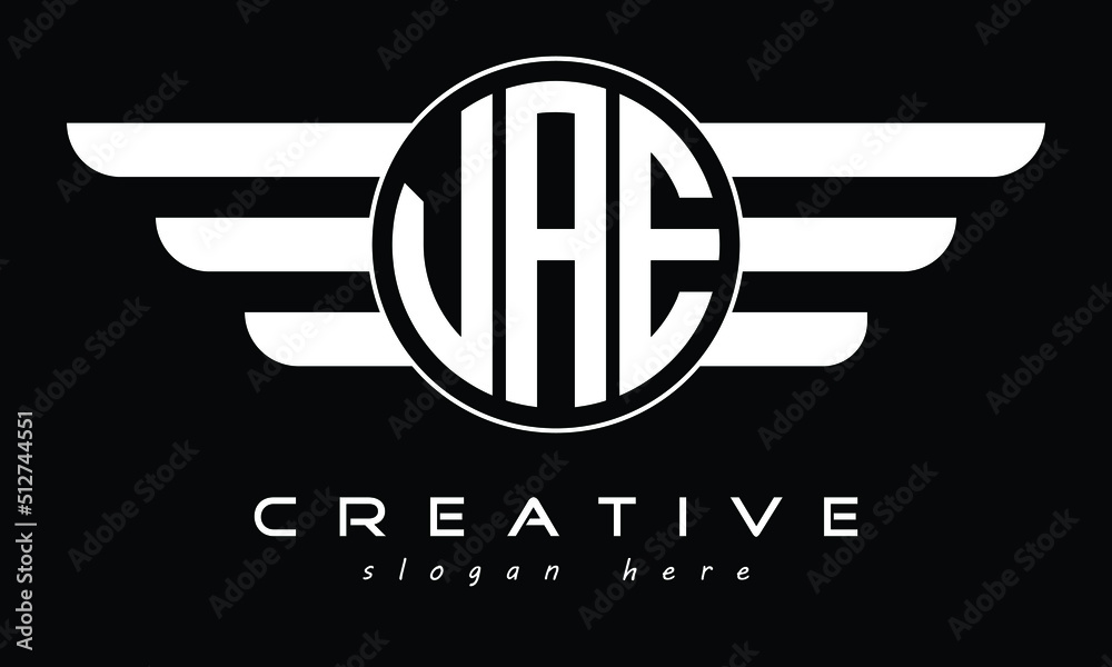 VAE three letter circle with wings logo design vector template ...