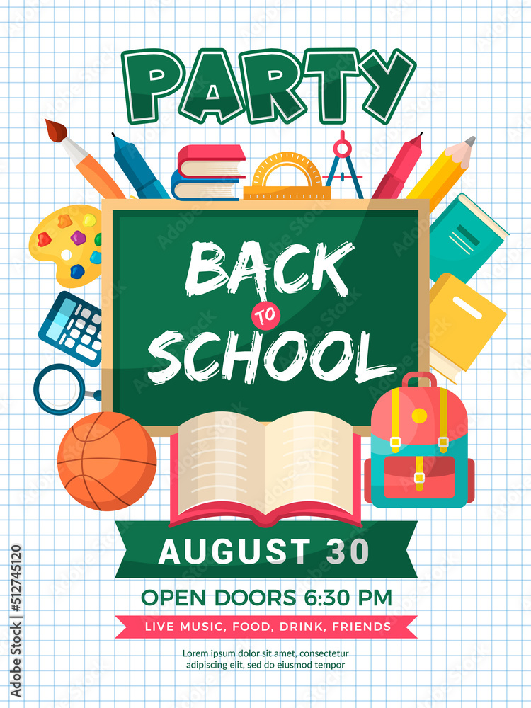 School poster. Education advertising flyers invitation students placard ...