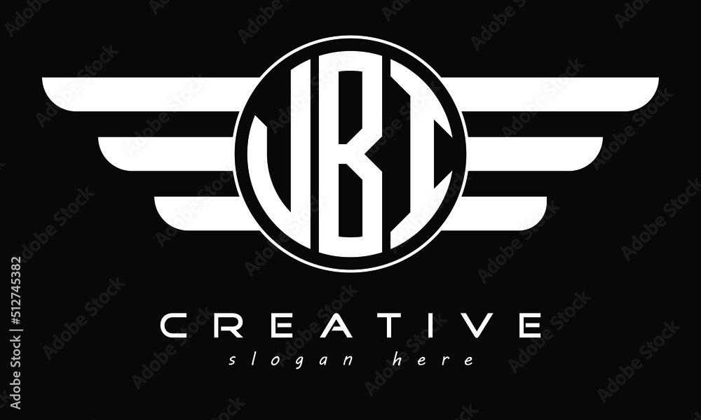 VBI three letter circle with wings logo design vector template ...
