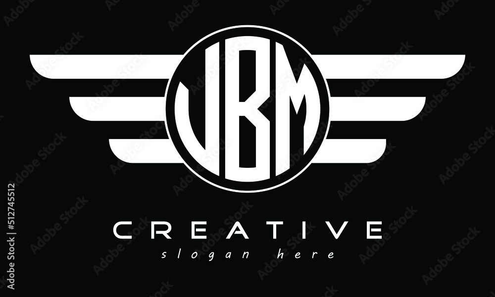 VBM three letter circle with wings logo design vector template ...