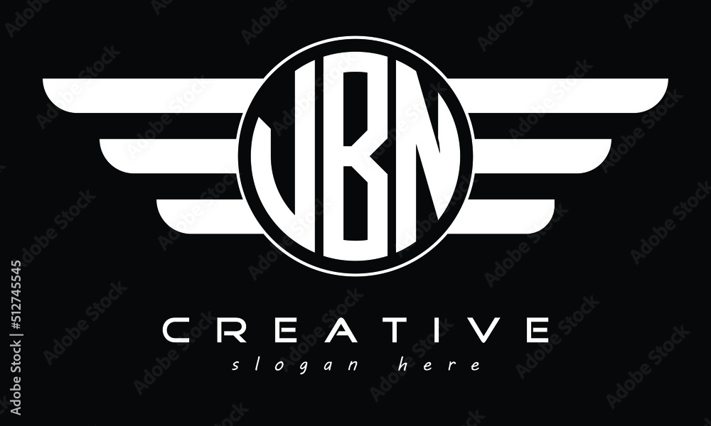 VBN three letter circle with wings logo design vector template ...