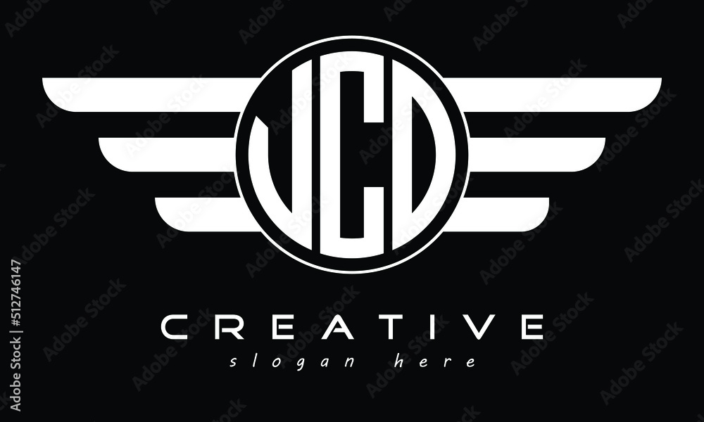 VCO three letter circle with wings logo design vector template ...