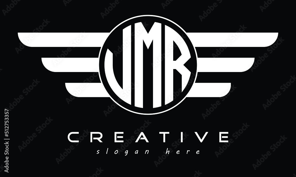 VMR three letter circle with wings logo design vector template ...