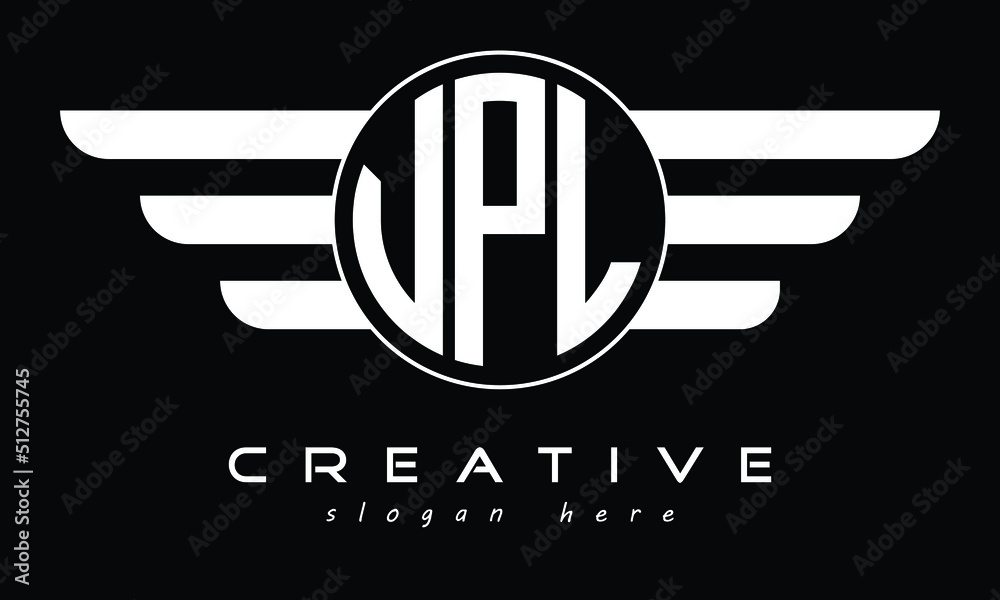 VPL three letter circle with wings logo design vector template ...