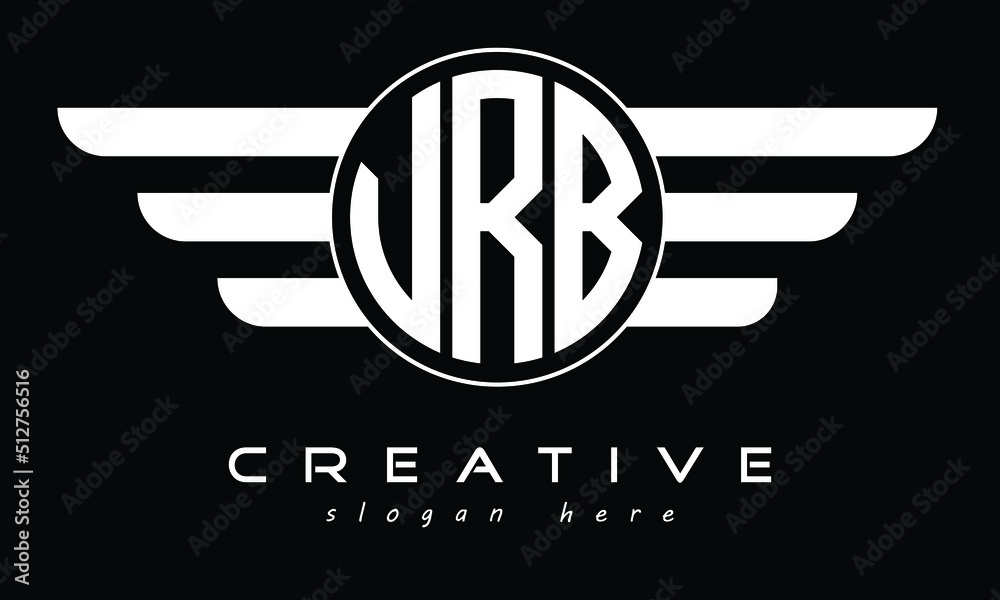 VRB three letter circle with wings logo design vector template ...
