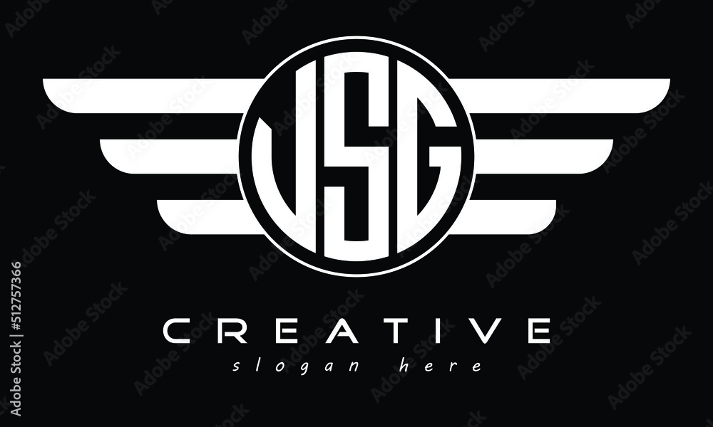 VSG three letter circle with wings logo design vector template ...