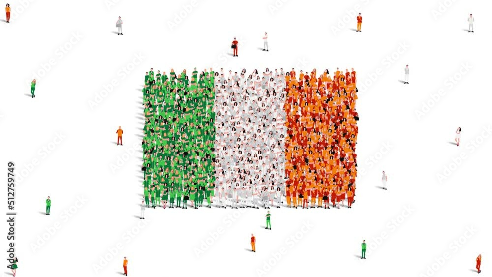 Ireland Flag. A large group of people form to create the shape of the ...