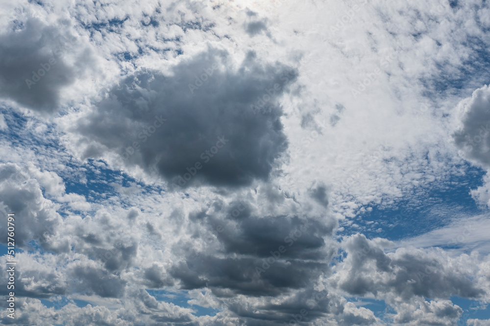 Blue sky with different types of clouds at different altitudes Stock ...
